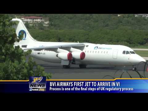 BVI AIRWAYS FIRST JET TO ARRIVE IN VI