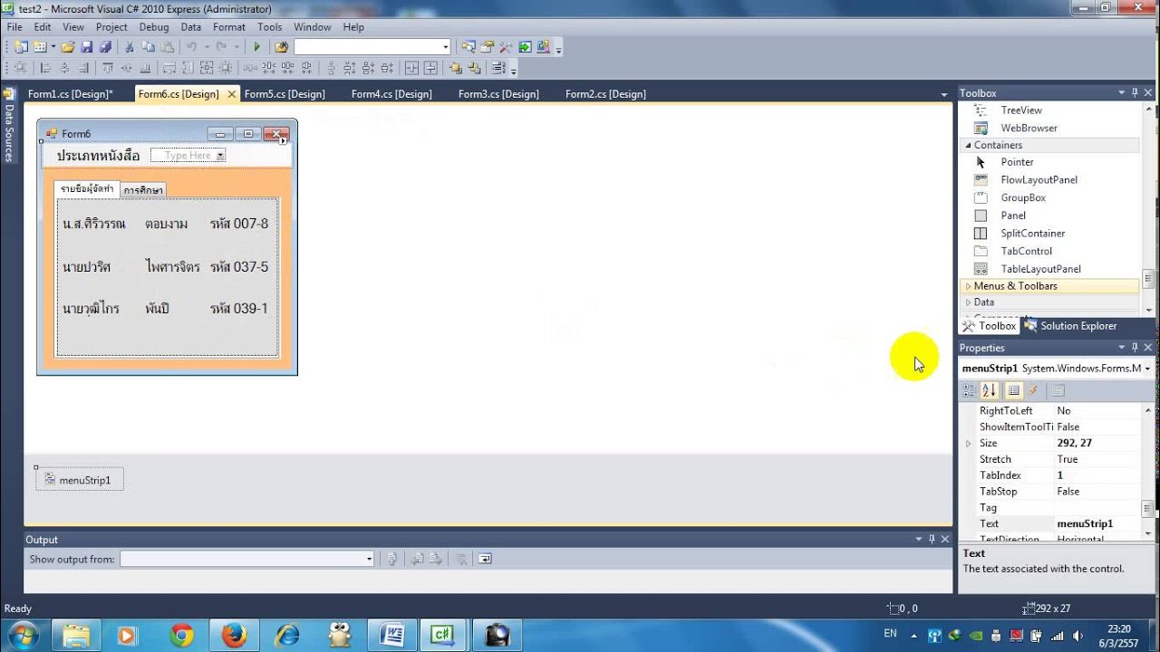 LEARNING C# Control MenuStrip + GroupBox + TabControl