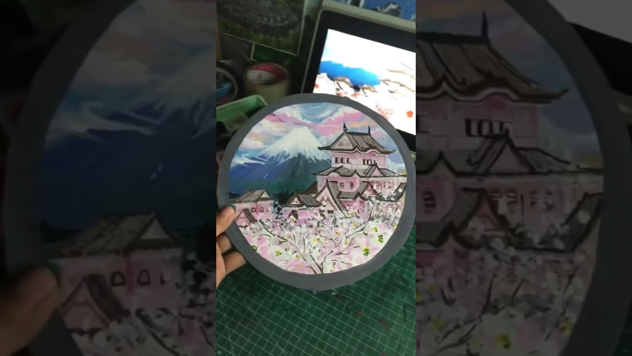 MELUKIS PEMANDANGAN BUNGA SAKURA JEPANG - Jendela kemana aja #artbymince #painting #art