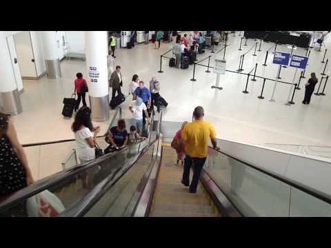 A View of the New Terminal 5 at JFK Int'l Airport and A Ride on the Escalator