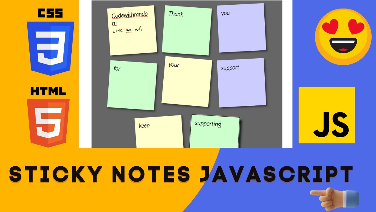 Sticky Notes Javascript source code | Sticky Notes Html Css Javascript