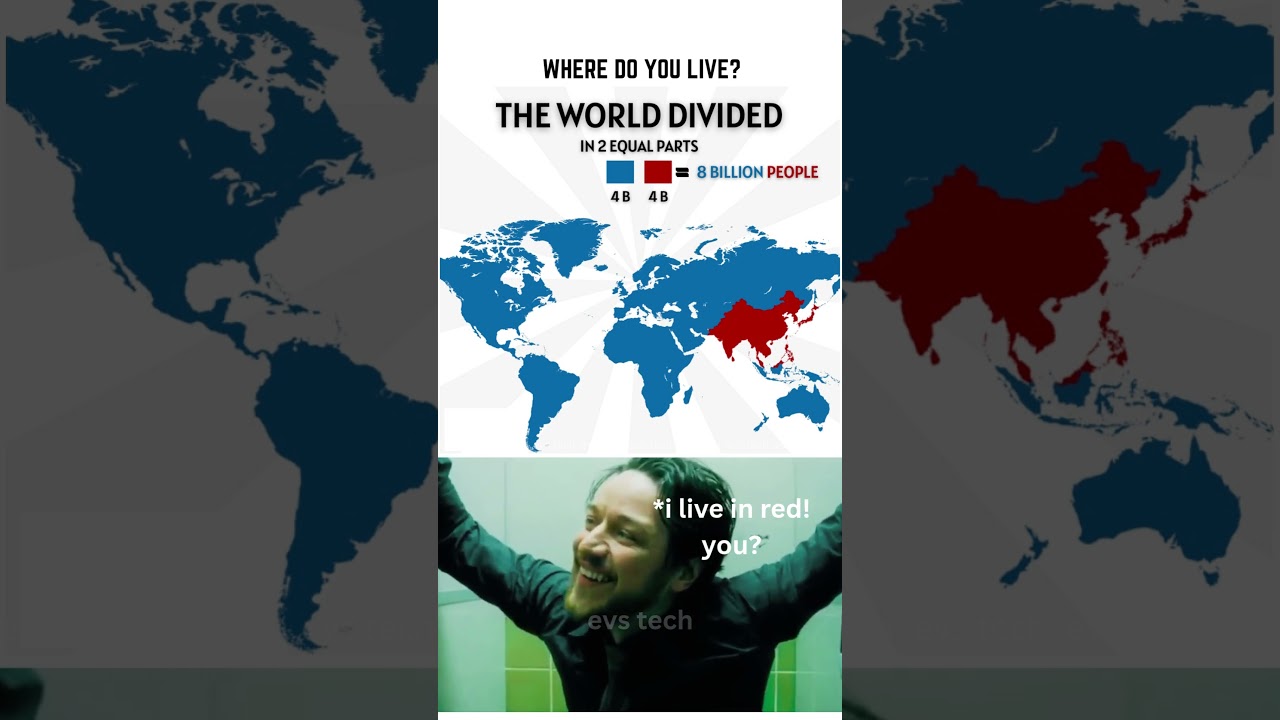 The World Divided in 2 Equal Parts by Population 🌍