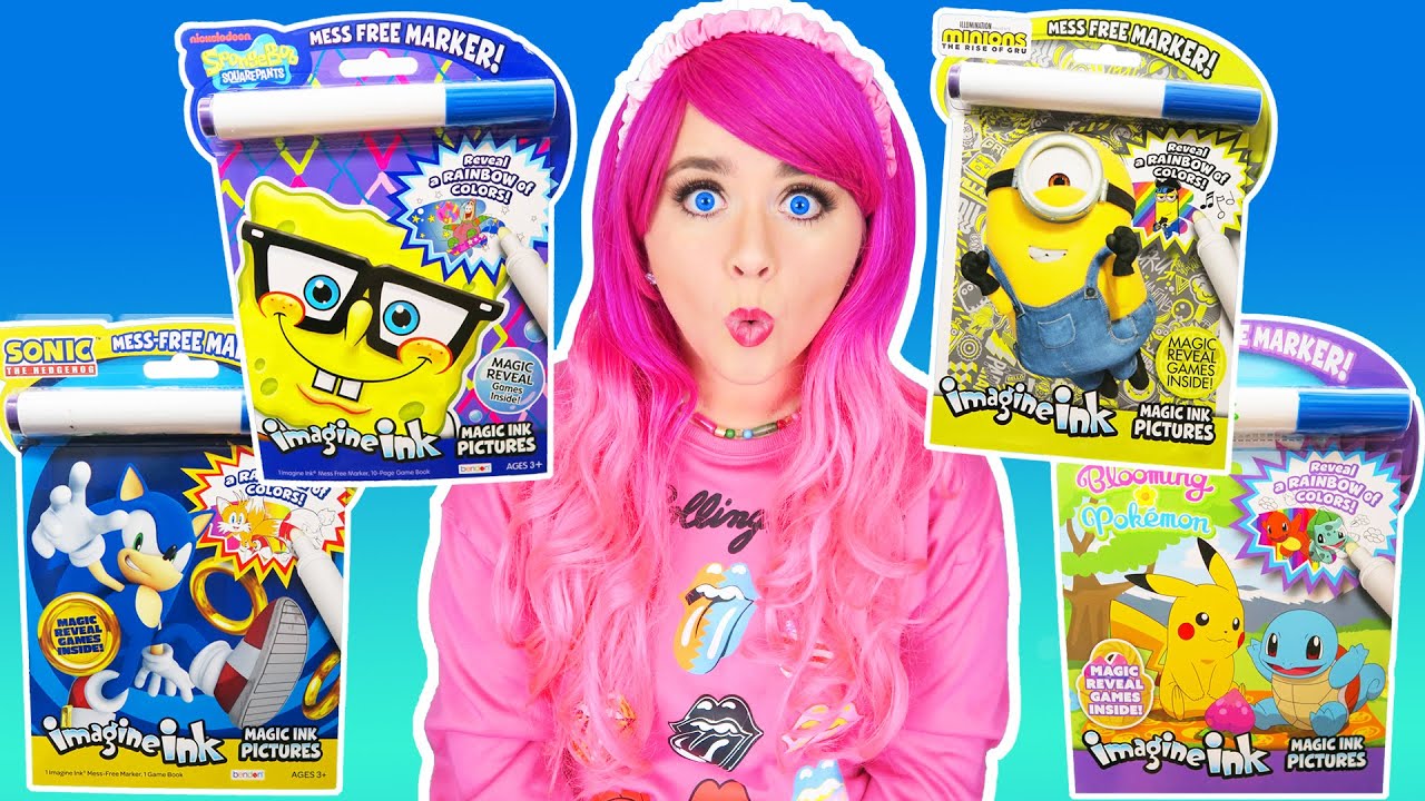Awesome Imagine Ink Coloring Books! Sonic, Pokémon, Spongebob & Minions Characters Coloring Pages