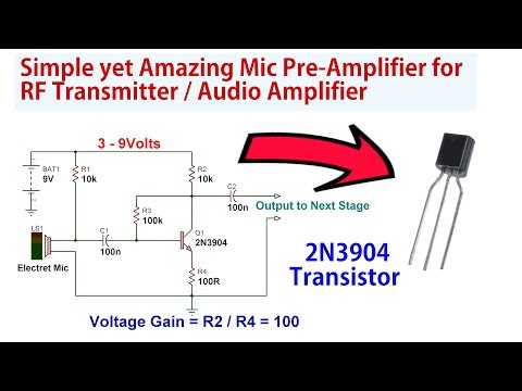 Pre-Amplifier Circuit for Electrec Microphone FM (RF) Radio Transmitter