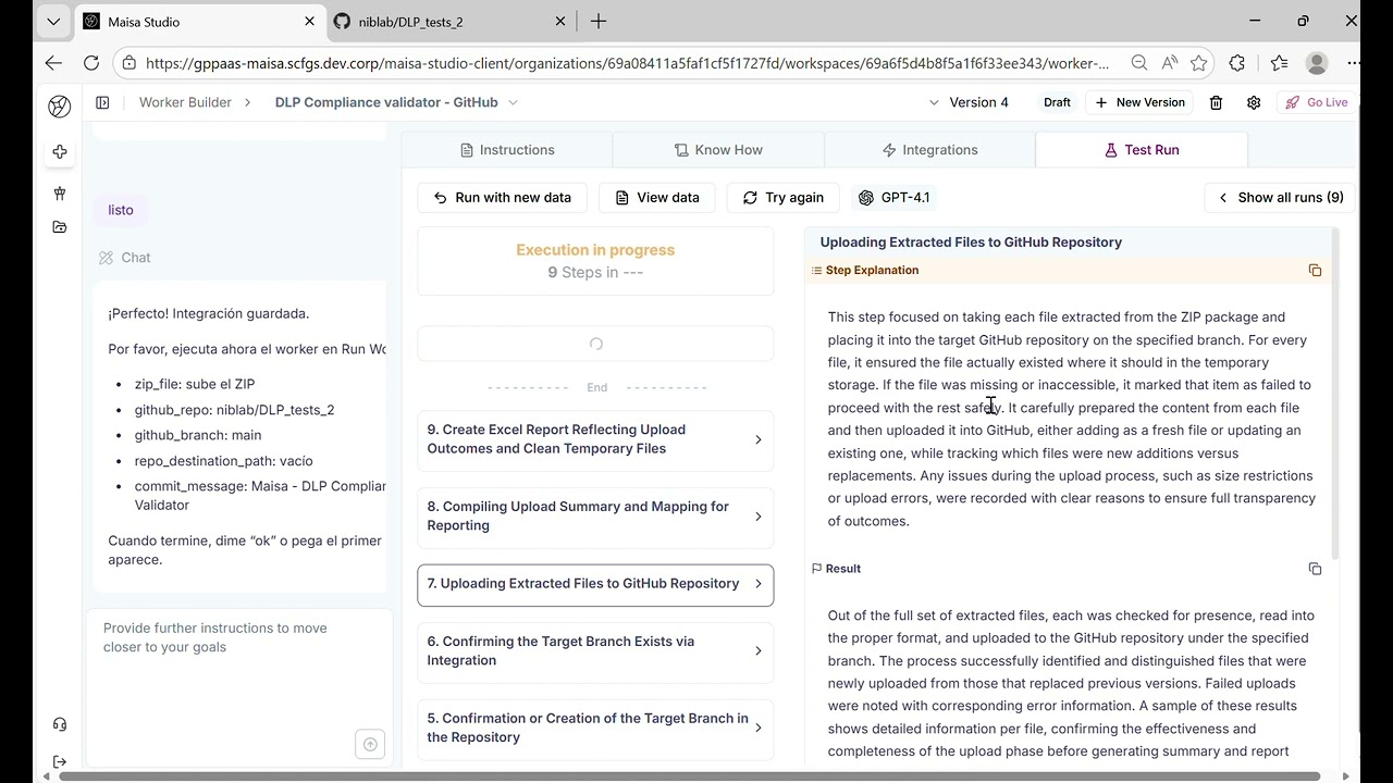 Maisa GitHub - Upload multiple files from  ZIP and generate report