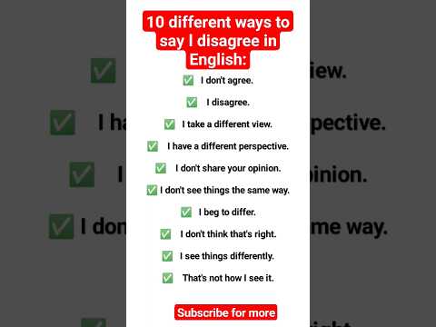 10 DIFFERENT WAYS TO SAY "I DISAGREE" IN ENGLISH #youtubeshorts #english #learnenglish