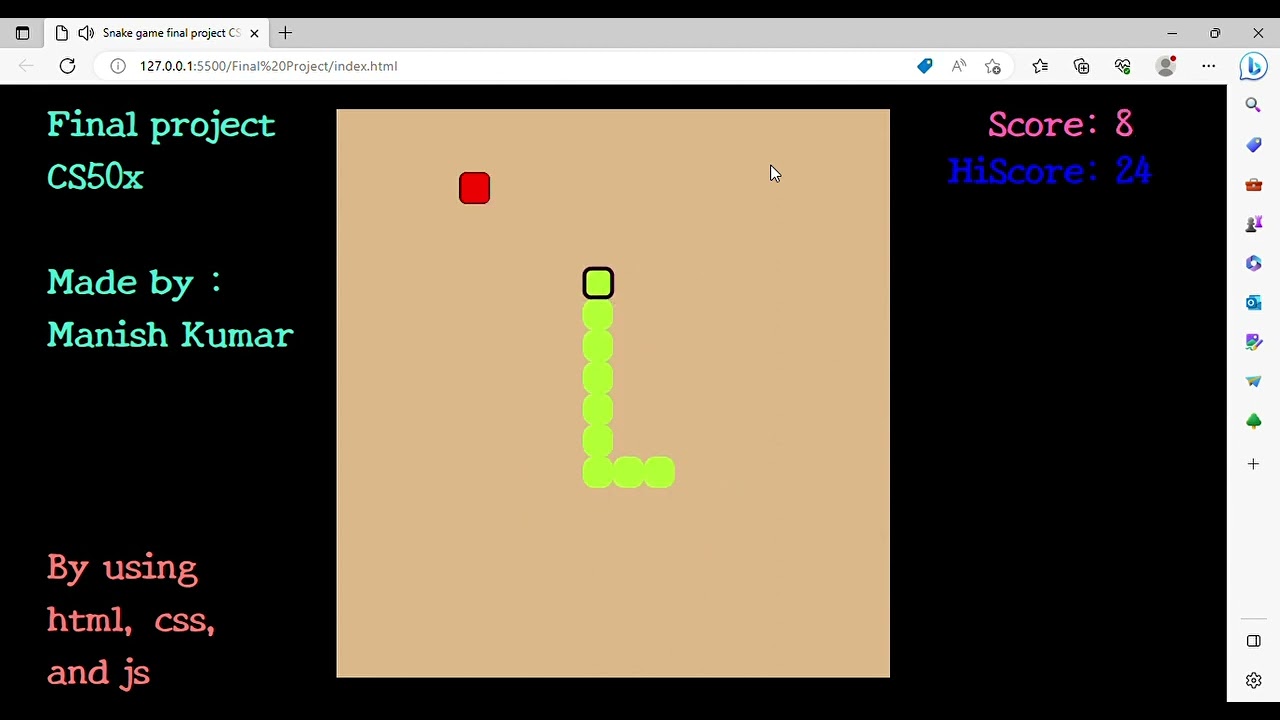CS50x final project snake game