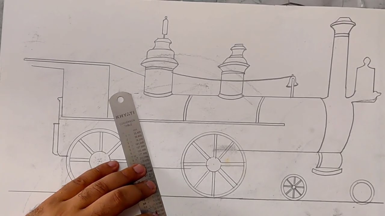 How to Draw a Steam Engine 🚂 | Easy Step-by-Step Drawing for Beginners