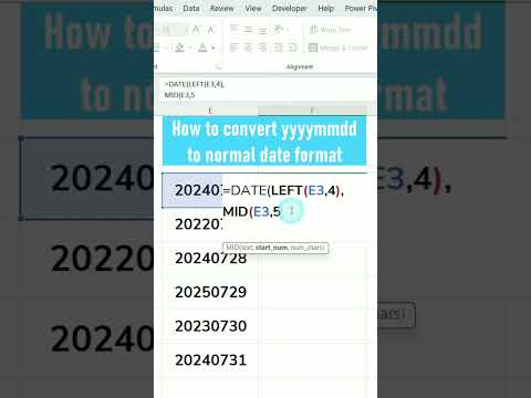 #exceldate How to convert yyyymmdd to normal date format