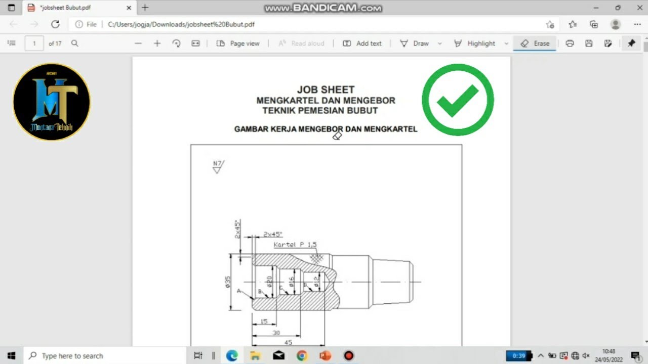 Job Sheet Mengkartel dan Mengebor Teknik Pemesinan Bubut