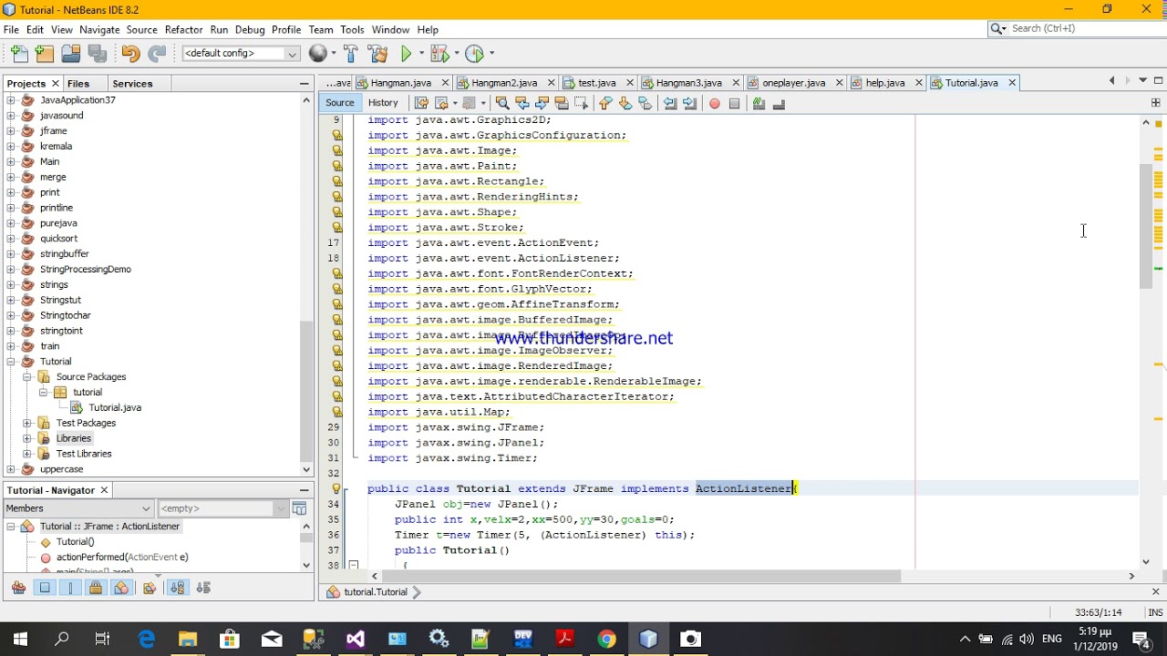 java animation with graphics swing tutorial actionlistener