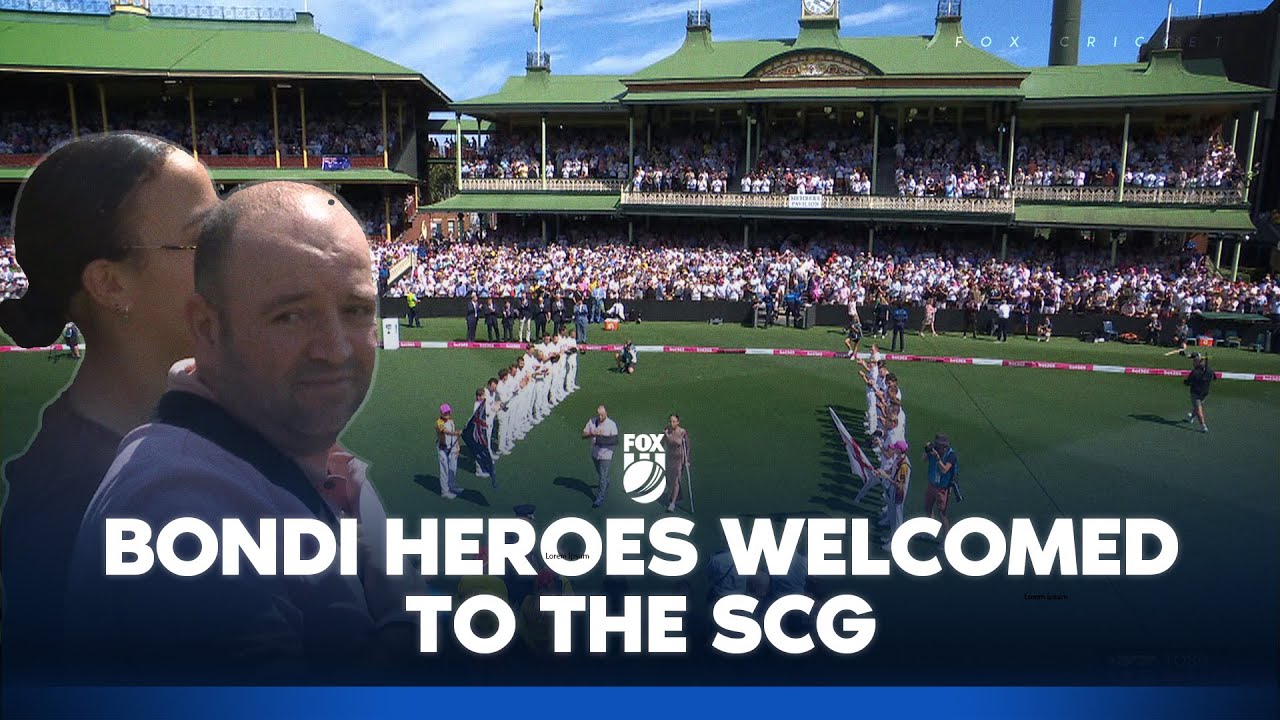 Heroic responders from Bondi, including Ahmed Al Ahmed applauded onto the SCG pitch 🫡 | Fox Cricket