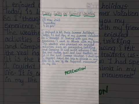 How To Write Diary Entry On Summer Vacation In English #youtubeshorts #fypγ·γviral #trendingshorts