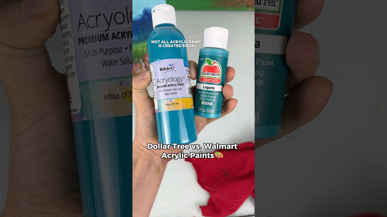 Dollar Tree vs. Walmart acrylic craft paint 🎨 This was an interesting test! #art #crafting