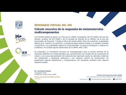 Cálculo recursivo de la respuesta de metamateriales multicomponentes - Luis Mochán Backal