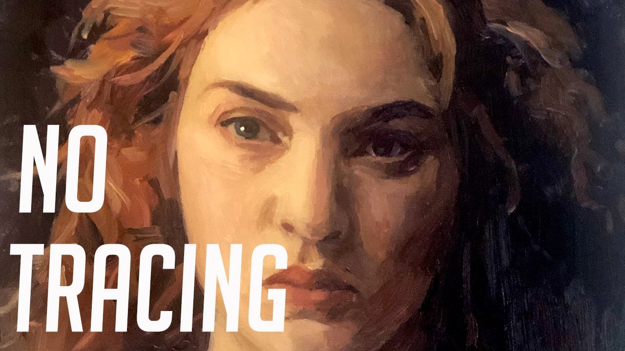 Oil painting portrait without tracing