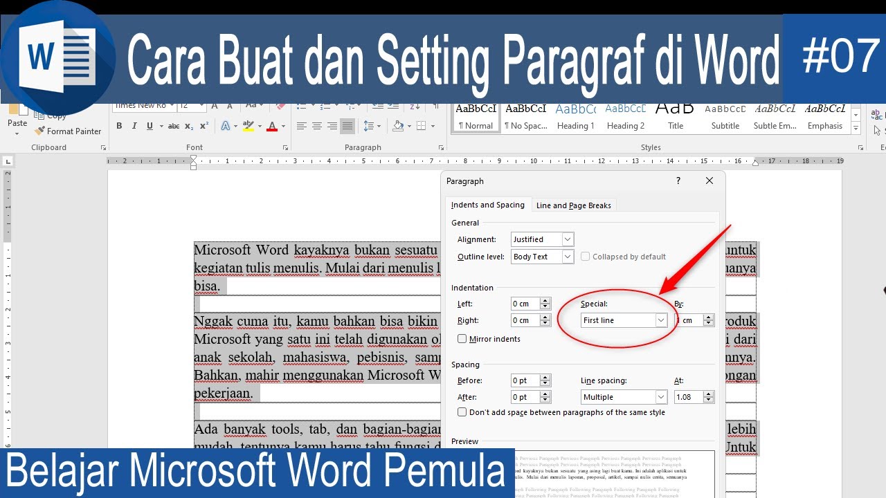 Belajar Microsoft Word 7   cara membuat dan mengatur paragraf di word