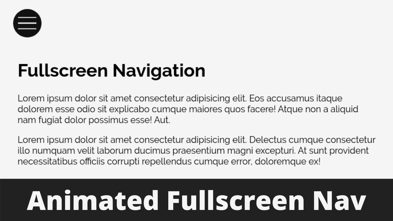How to Create Animated Fullscreen Navigation using HTML, CSS & JavaScript