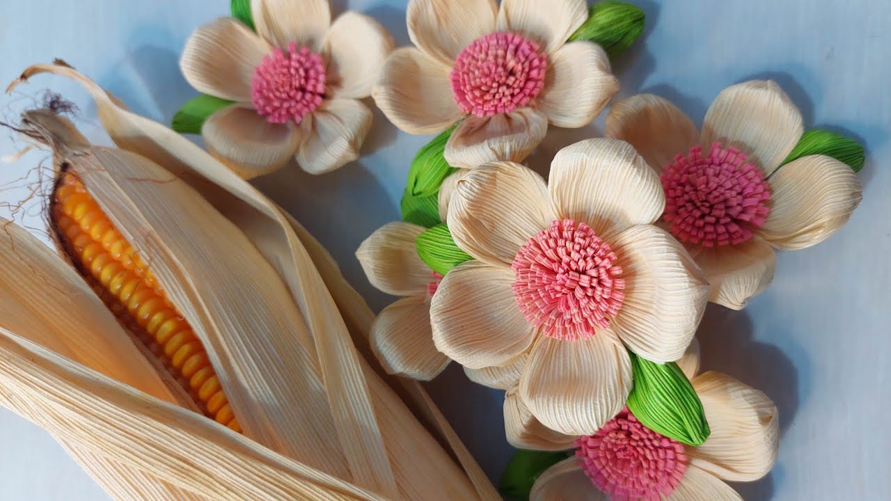 How to make corn husk flowers, bunga klobot kulit jagung cantik dan mudah.