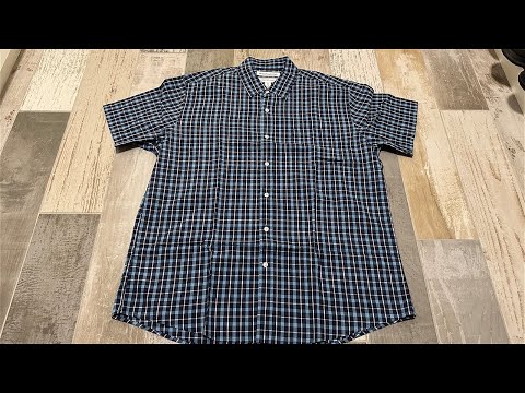 Amazon Essentials Mens Navy Plaid Short-Sleeve Button Shirt