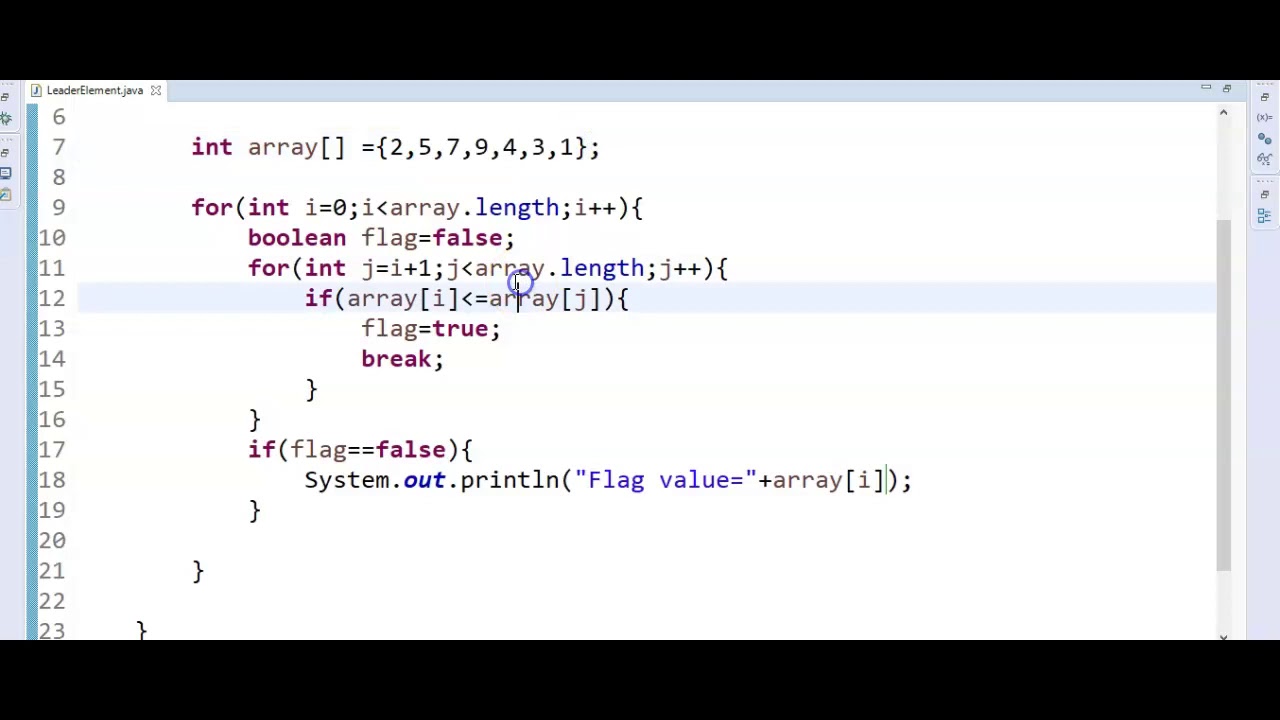 Java Program to find leader element in an array in java | Learn with Krishna Sandeep