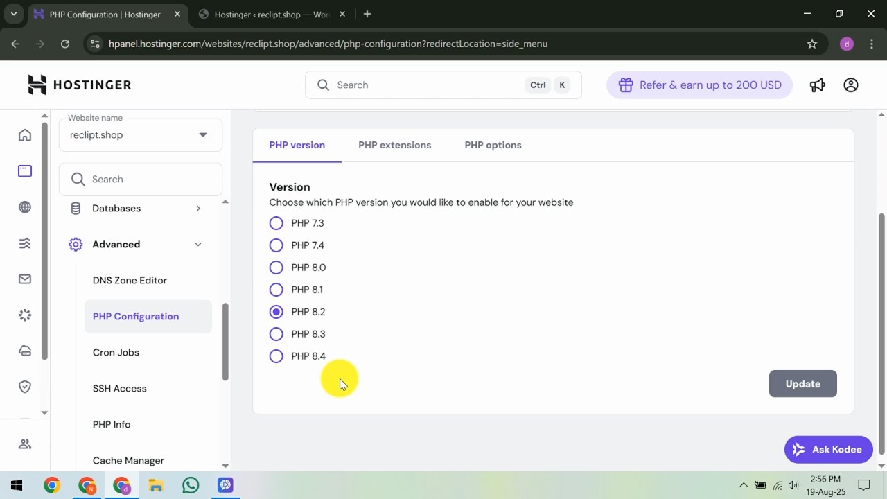 How To Switch PHP Version in Hostinger