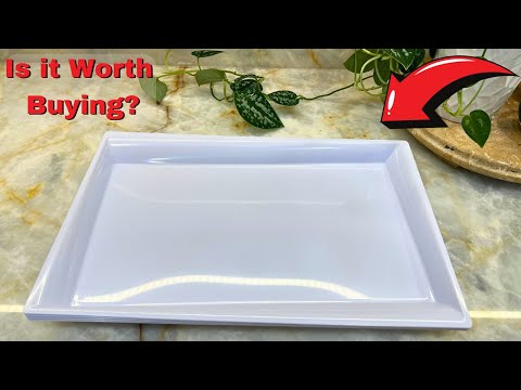 Supernal 12pcs White Plastic Serving Trays,15''X10'' Decorative Serving Trays,Slanted Rectangle
