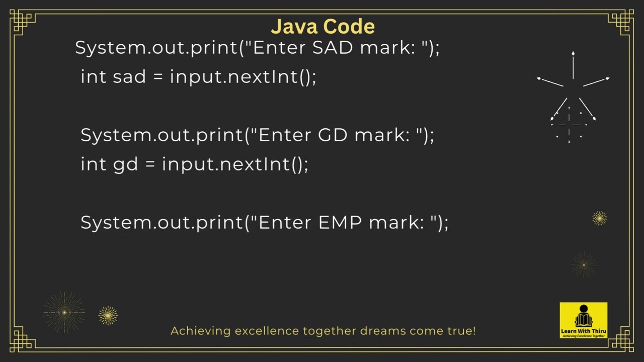 Create the Students Marks Sheet using java function