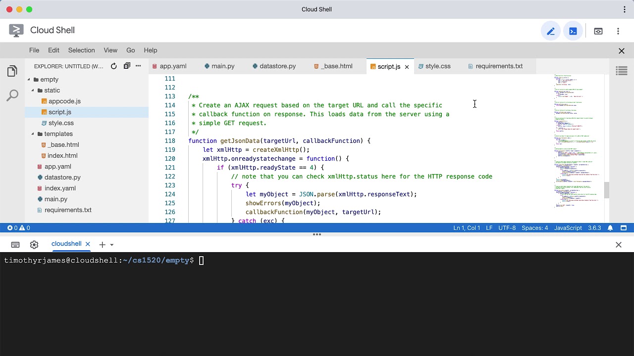 Empty Baseline Project Walkthrough for Google App Engine (using Python 3)
