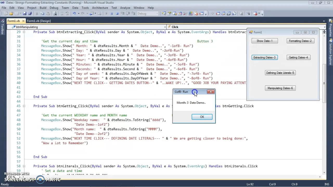 Visual Basic (As Dates) Data Type