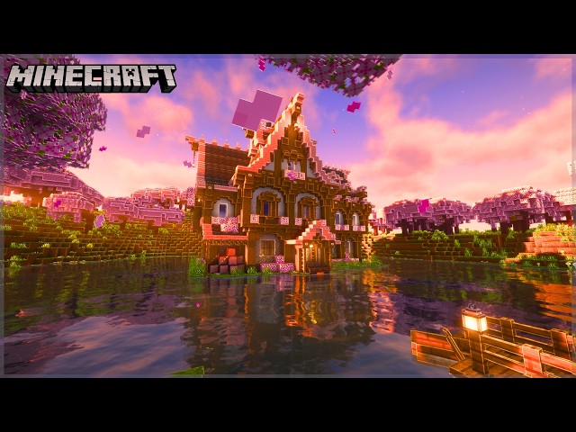 Minecraft: A Cherry Blossom Lake House Minecraft Map