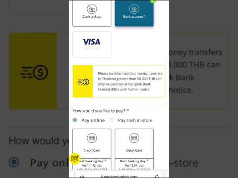 How to pay by debit credit card / bank transfer via Western Union online
