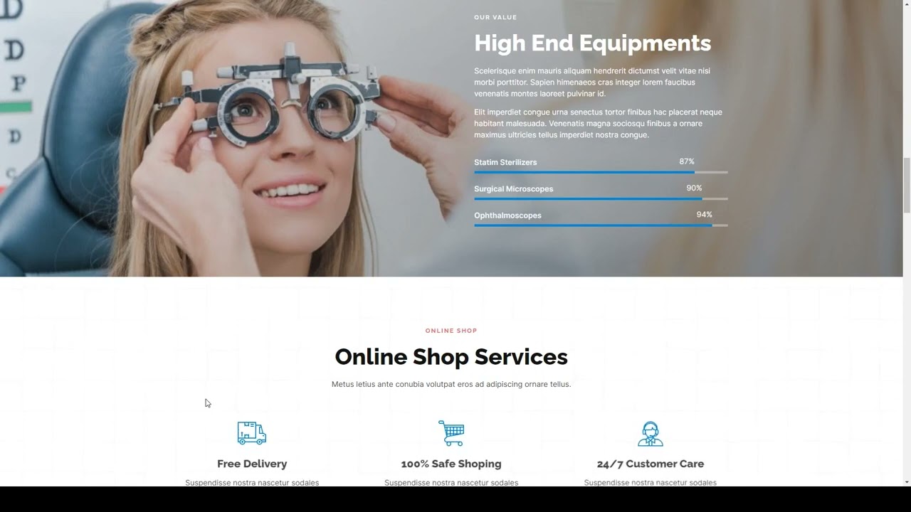 Optomatta - Optician and Optical Store Elementor Pro Template Kit eye store