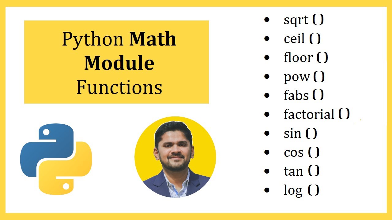 Python Math Module Functions - Examples (sqrt, ceil, floor, pow, fabs, sin, cos, cos, tan, log)