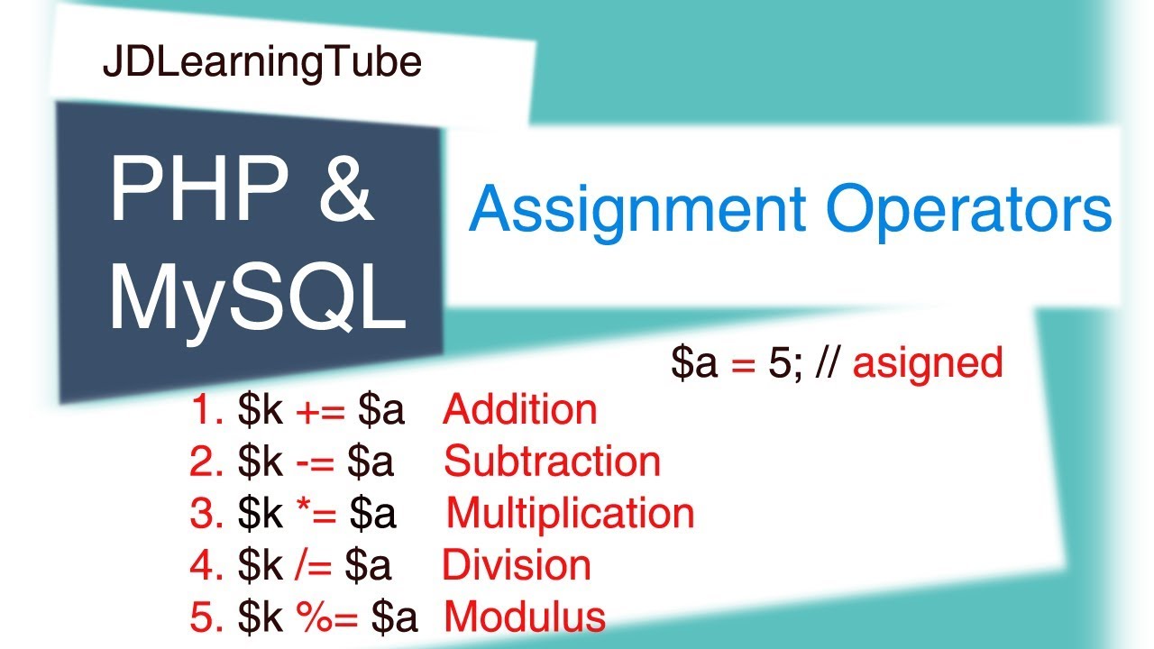 Php Assignment Operators, Addition, Subtraction, Multiplication, Division, Modulus