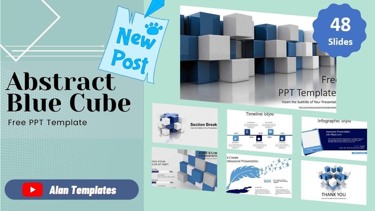 Abstract Blue Cube - PowerPoint Template 👉 FREE DOWNLOAD