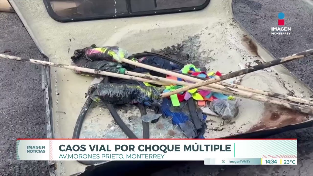 Caos vial por choque múltiple en Monterrey | Noticias MTY segunda emisión