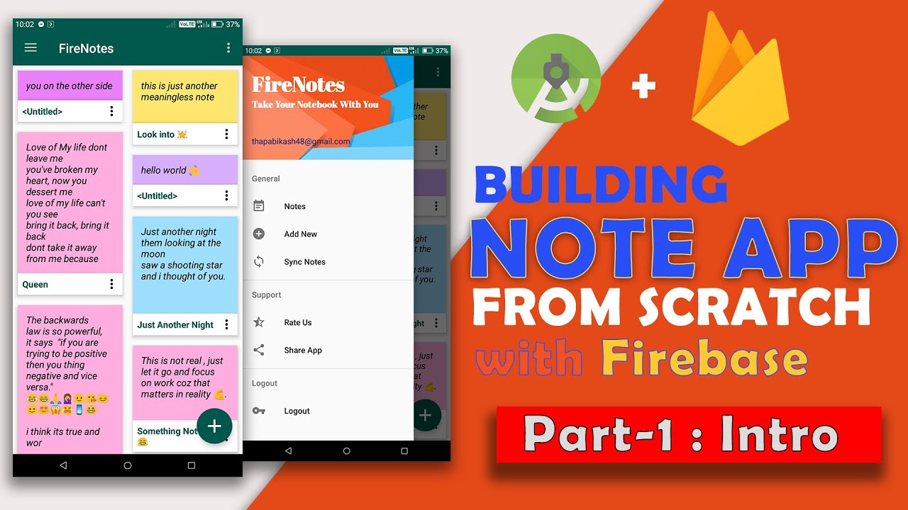Android Note Taking App Tutorial With Firebase From Scratch | Part-1 | Android Studio Project