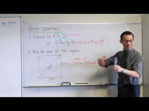 Year 8 Quick Questions (Algebra and Area)