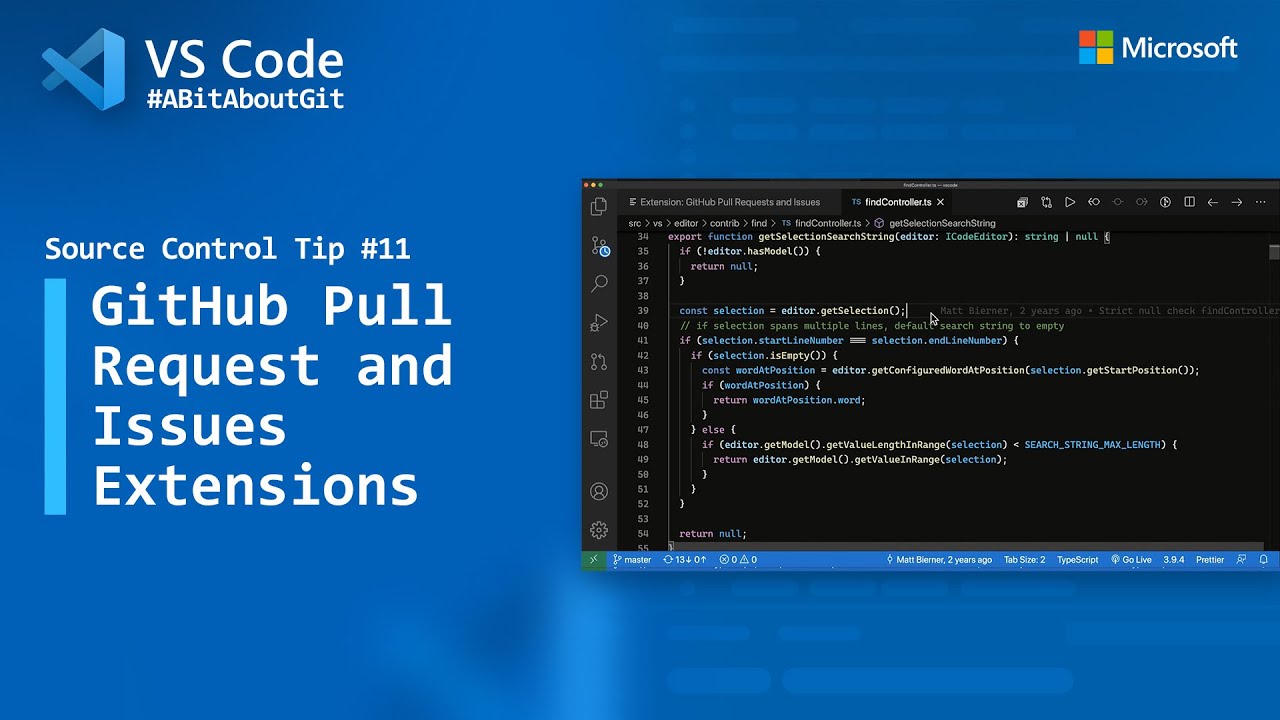 Source Control Tip 11: GitHub Pull Requests and Issues extension