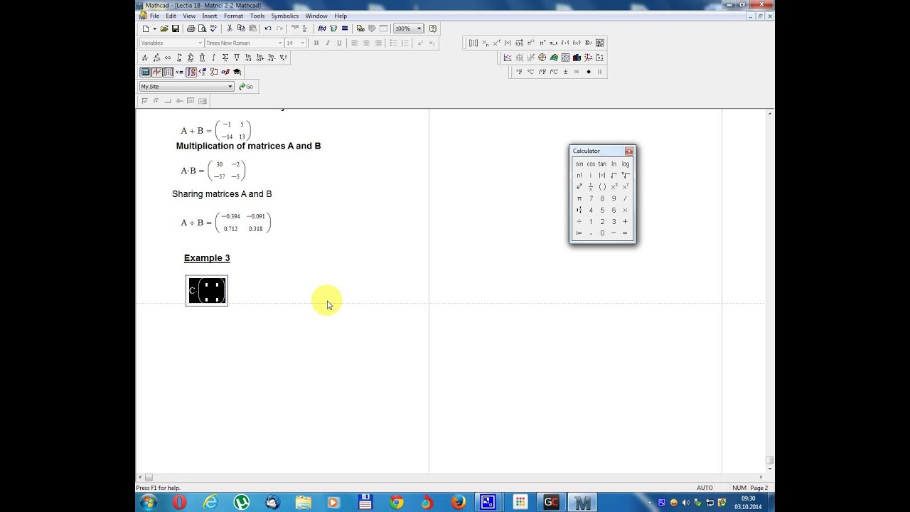 Lesson 18 Mathcad -Matrix two rows and two columns-English