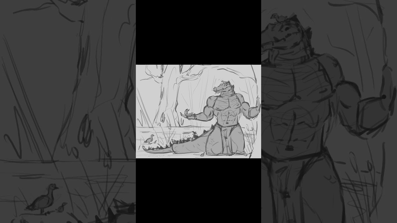 Crocodile playtime sketch #anthro
