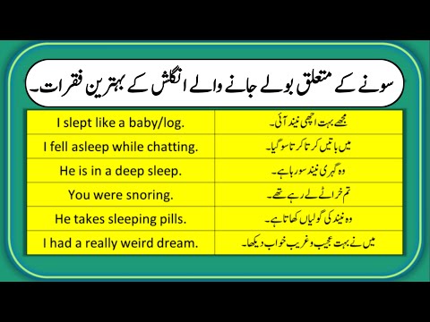 Sleeping Related English Sentences For Daily Use With Hindi And Urdu || Sleeping Sentences In Urdu