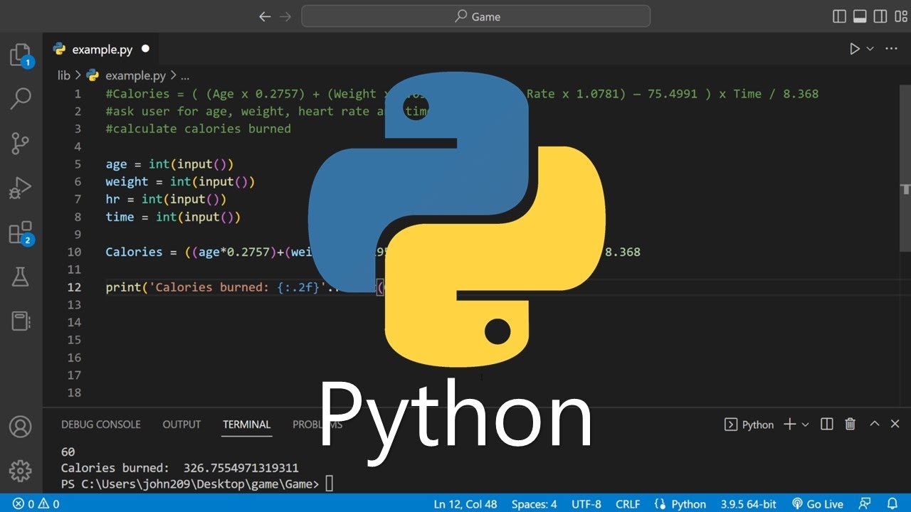 Calories burned during workout in Python / How to Tutorial