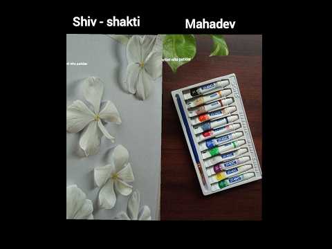 shiv parvati drawing | flower ???? + ???? leaf drawing | mahadev drawing #shiva #mahadev #shorts