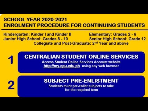 CPU ONLINE ENROLLMENT FOR CONTINUING STUDENTS