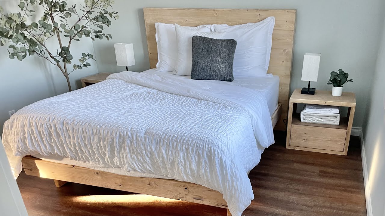 Minimalist Modern Bed Build with Free Plans in All Mattress Sizes