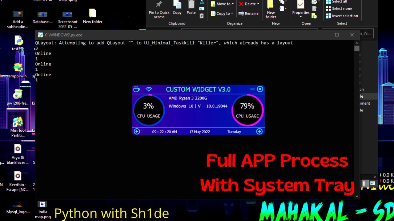 PyQt5 App - Multiple Window, Network Indicator, System Tray & Progress Bar + Clock | Python