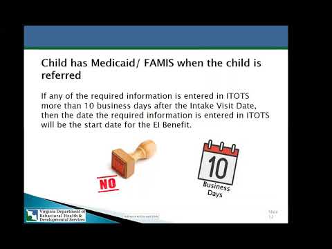 Data Entry and Notification Requirements for the Medicaid EI Benefit