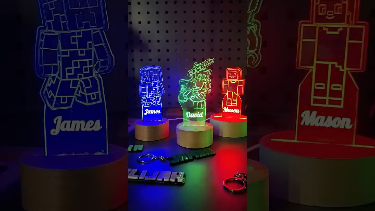 Custom Minecraft Acrylic Lamp with xTool P2 – The Ultimate Gift for Fans!